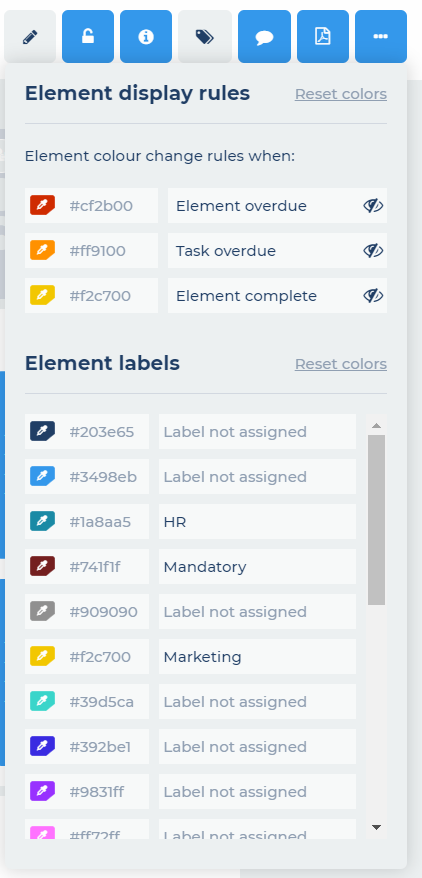How do I edit the element label legend for a specific grid?